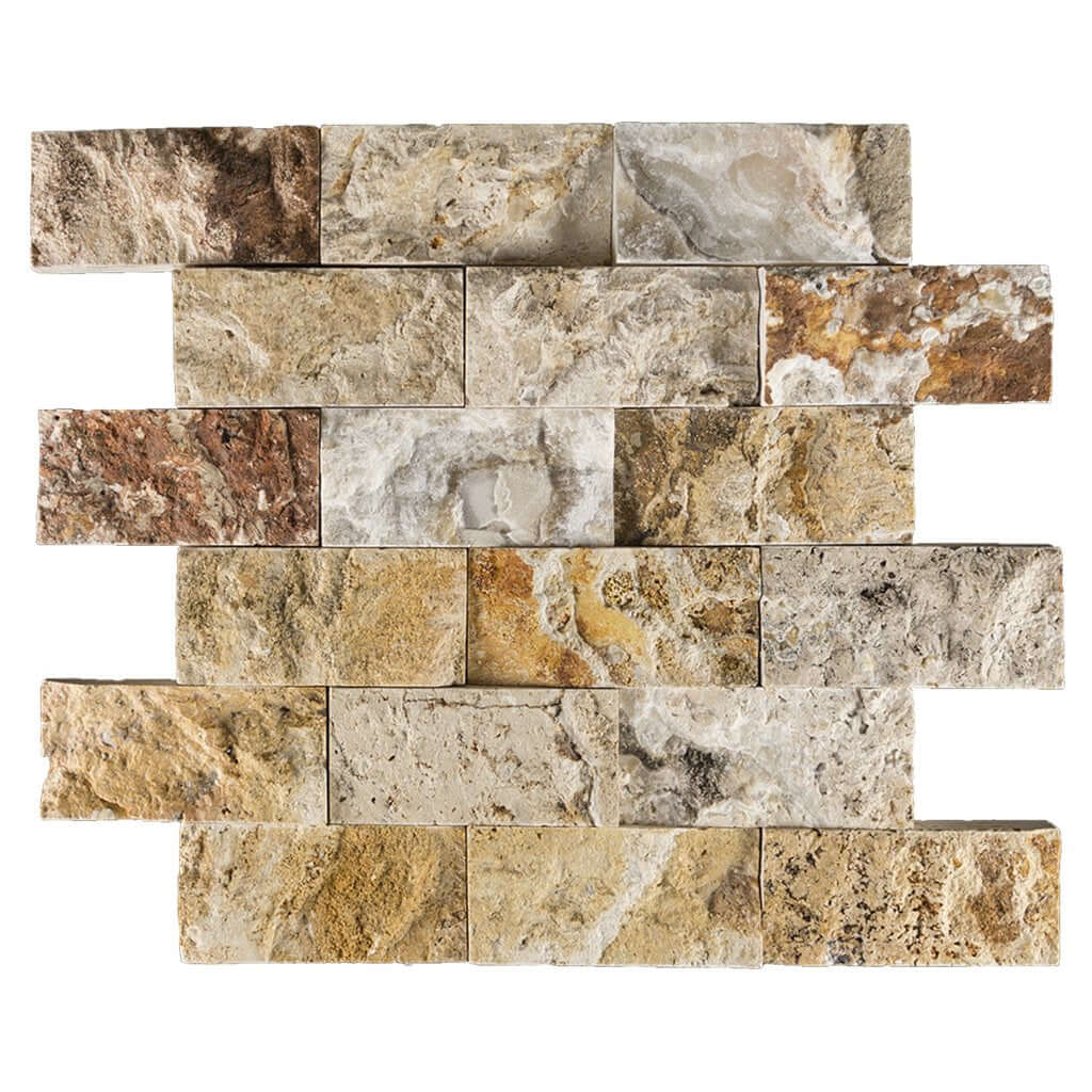 2x4 Donatello Travertine Mosaic Tile - Split Face – Tile Deluxe Shop